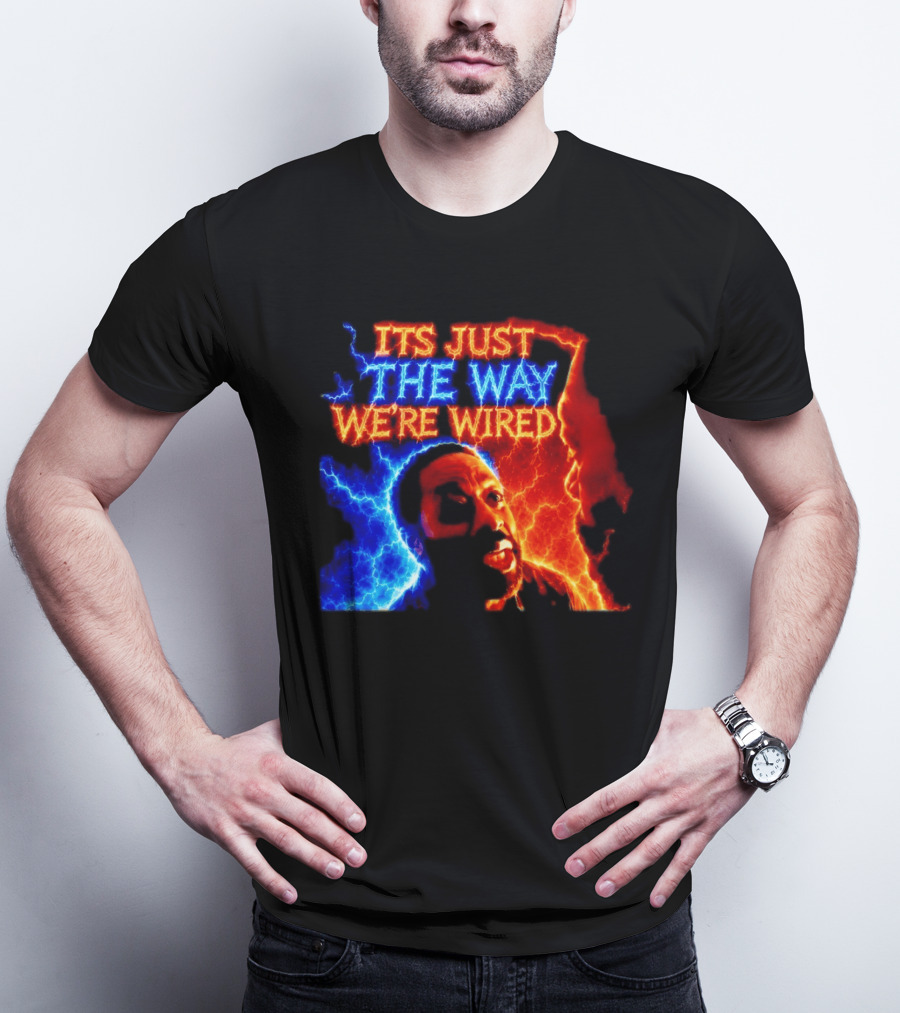 Its Just The Way We're Wired Red And Blue Lightning Face Illusion T-Shirt