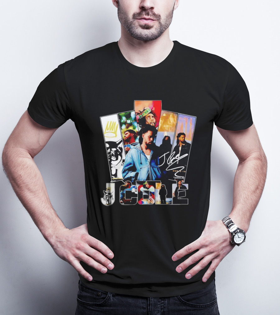 J Cole Woobst Collage Artwork With Crown And Signature T-Shirt