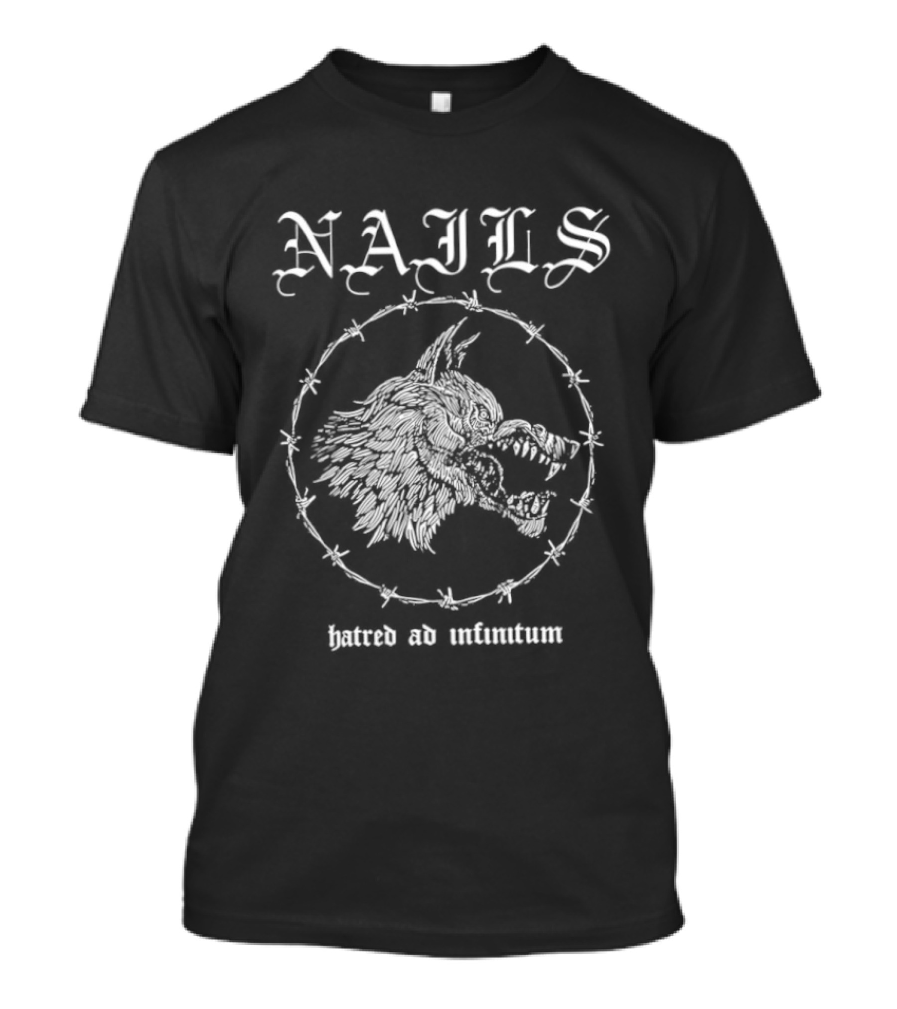 Nails Hatred Ad Infinitum Wolf Hardcore Punk Barbed Wire Border T-Shirt