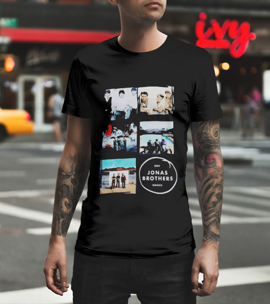 Jonas Brothers Collage MMV MMXXIV Music Band Photos Collection T-Shirt