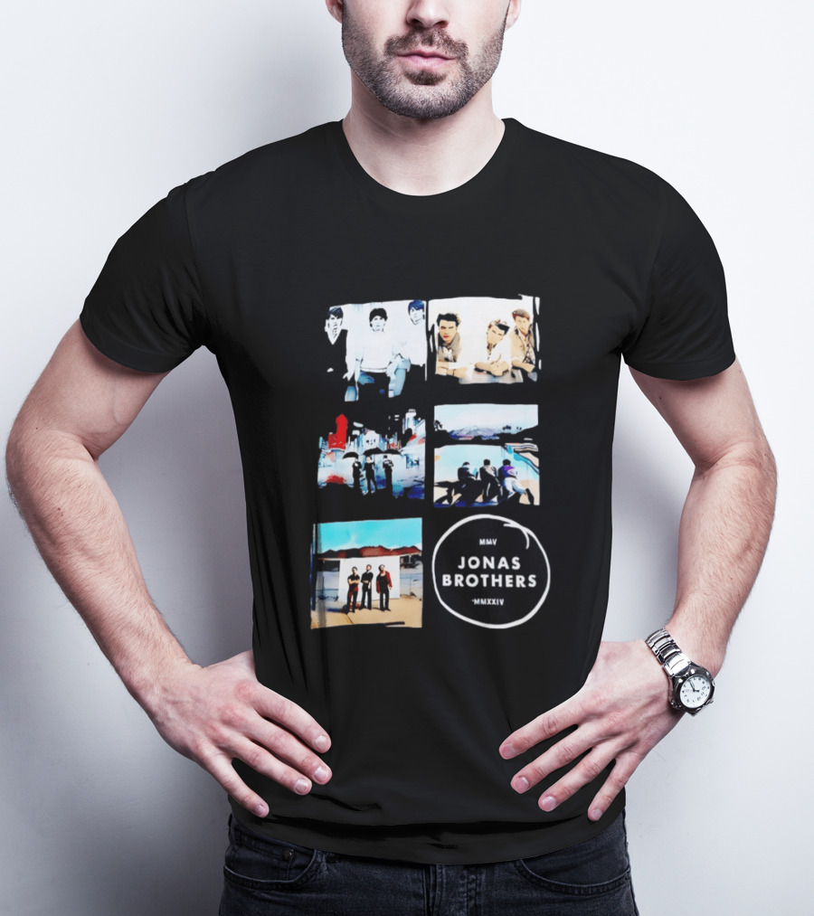 Jonas Brothers Collage MMV MMXXIV Music Band Photos Collection T-Shirt
