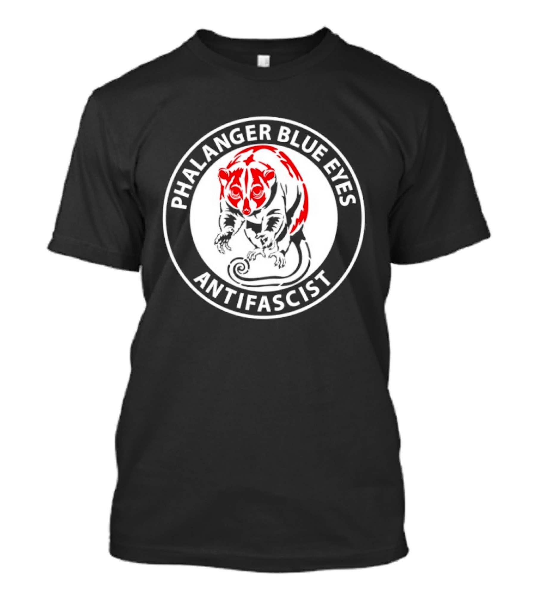 Phalanger Blue Eyes Antifascist Antifa Red White Circle T-Shirt