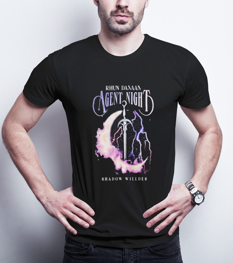 Rhun Danaan Agent Night Shadow Wielder Sword Moon Lightning T-Shirt