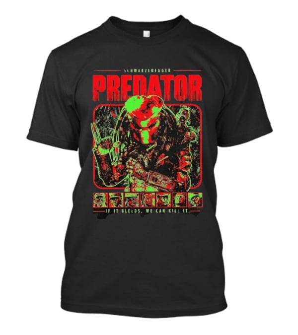 Schwarzenegger Predator If It Bleeds We Can Kill It Retro Movie T-Shirt