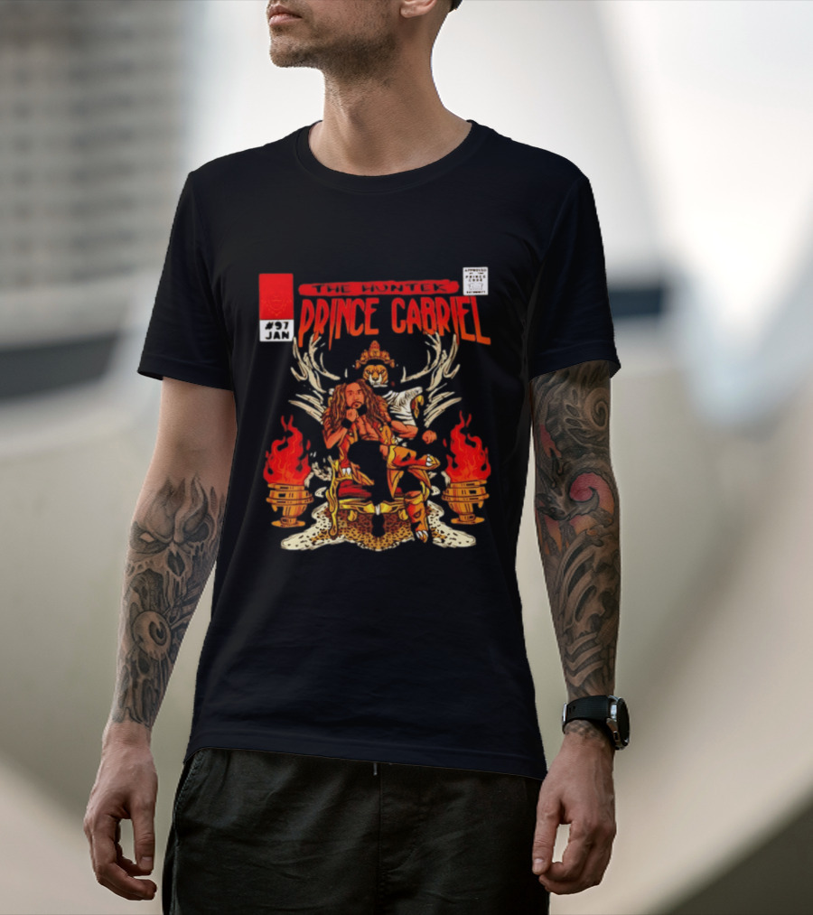 The Hunter Prince Gabriel 97 Jan Comic Book Cover Deer Antlers Flaming Torches T-Shirt