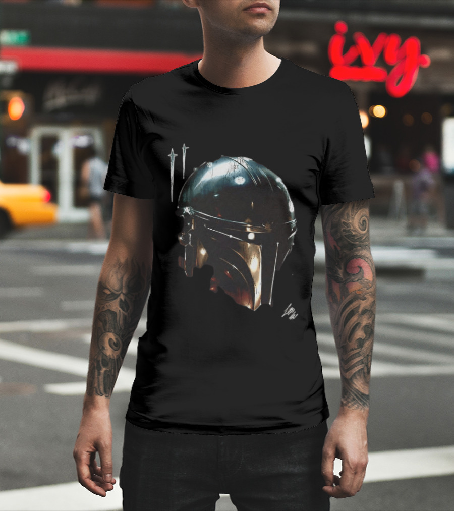 The Mandalorian Star Wars Helmet Iconic Two Sided Print T-Shirt
