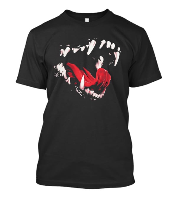 Snarling Wolf Mouth Teeth Animal Predator Red Brush T-Shirt
