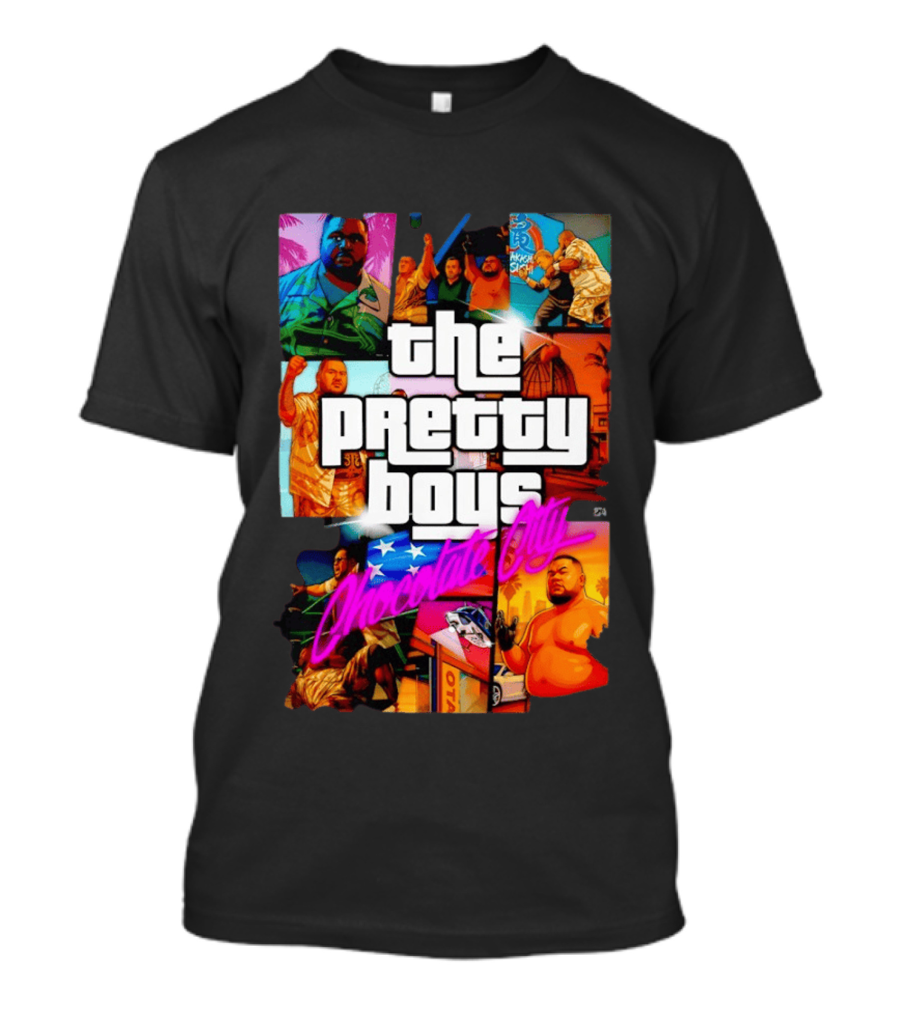 The Pretty Boys Chocolate City Collage Akashi Sushi Gaming Mashup T-Shirt