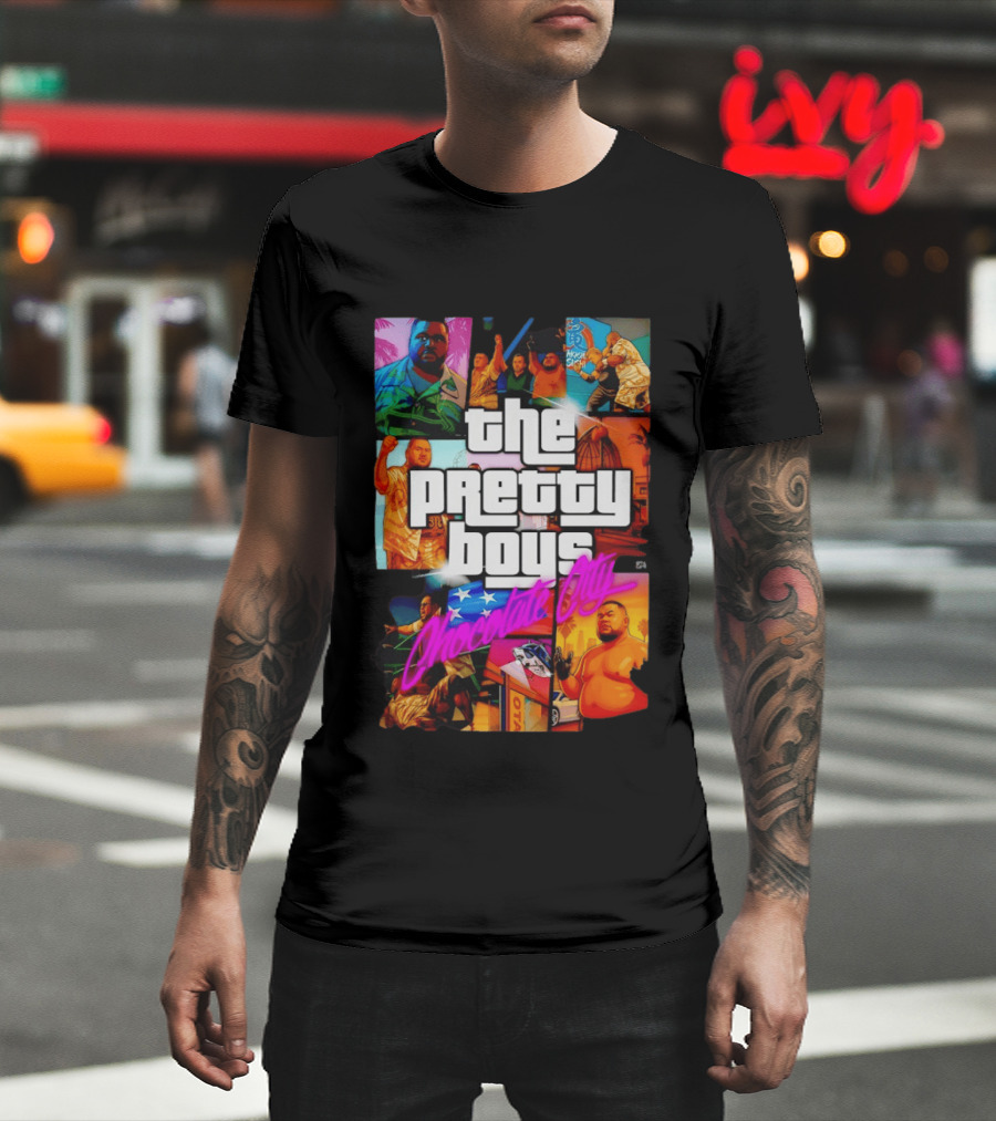The Pretty Boys Chocolate City Collage Akashi Sushi Gaming Mashup T-Shirt