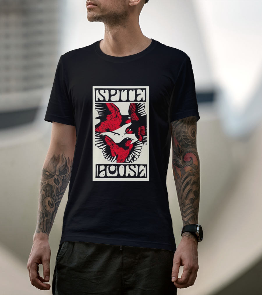Spite House Bird Artwork With Bold Red And Black T-Shirt