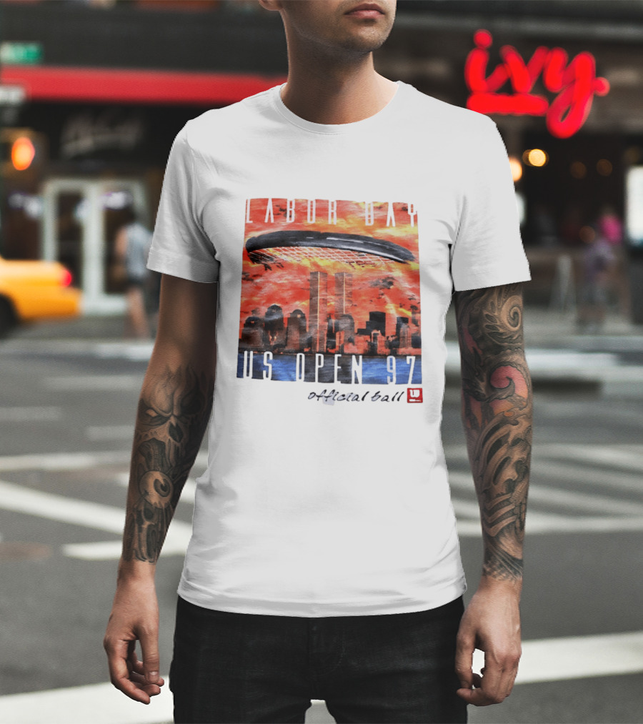 Labor Day US Open 97 Wilson Official Ball Twin Towers Skyline T-Shirt