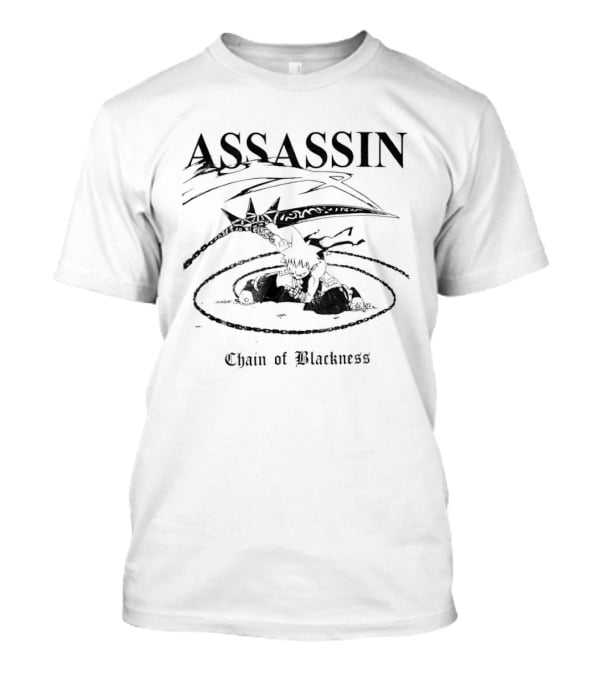 ASSASSIN Chain Of Blackness Anime Ninja Star Explosion Motif T-Shirt
