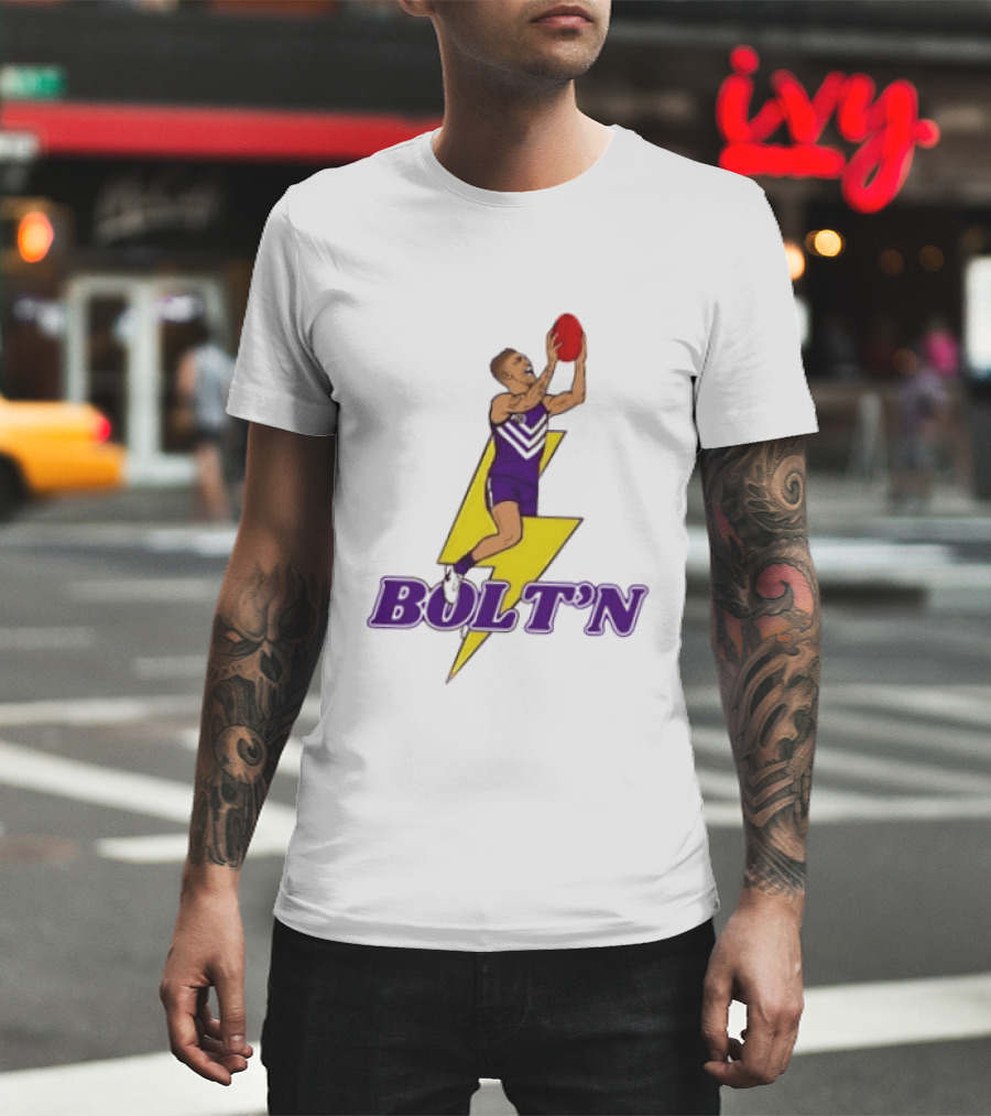 Bolt'n High Flying Australian Football Player AFL Footy T-Shirt