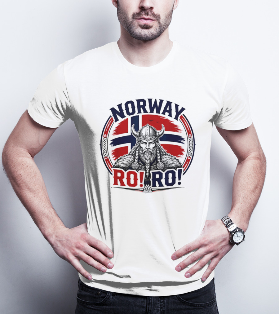 Norway Viking Warrior Braided Beard RO RO Flag T-Shirt