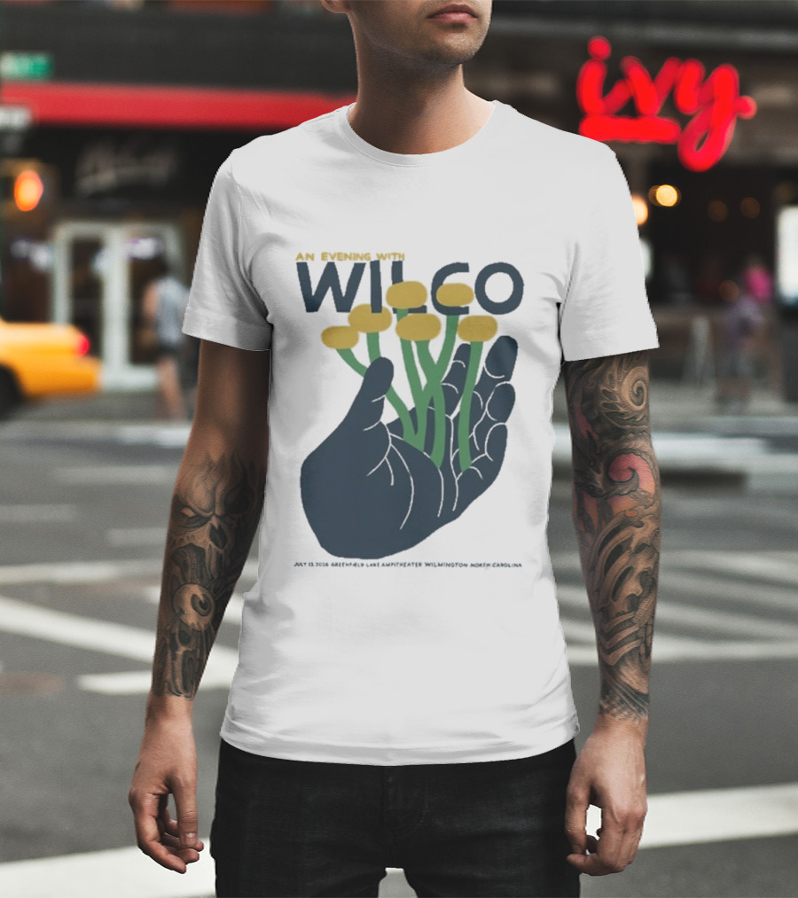 An Evening With Wilco Greenfield Lake Amphitheater 7 13 26 Wilmington NC Hand Flowers T-Shirt