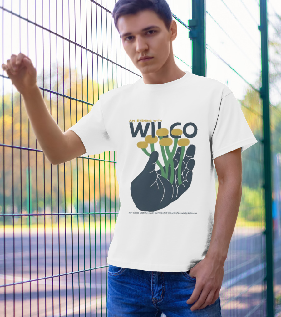 An Evening With Wilco Greenfield Lake Amphitheater 7 13 26 Wilmington NC Hand Flowers T-Shirt