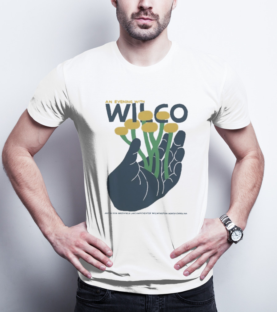 An Evening With Wilco Greenfield Lake Amphitheater 7 13 26 Wilmington NC Hand Flowers T-Shirt