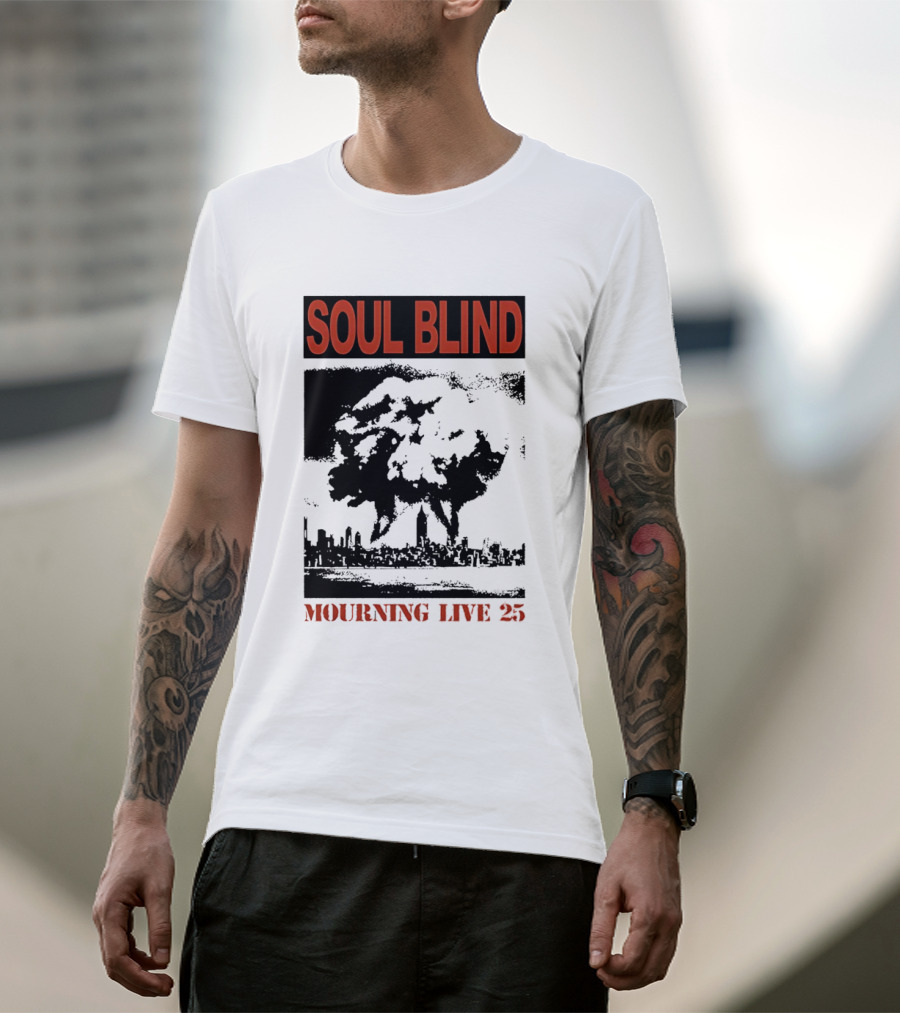 Soul Blind Mourning Live 25 Mushroom Cloud Explosion Over City Skyline T-Shirt