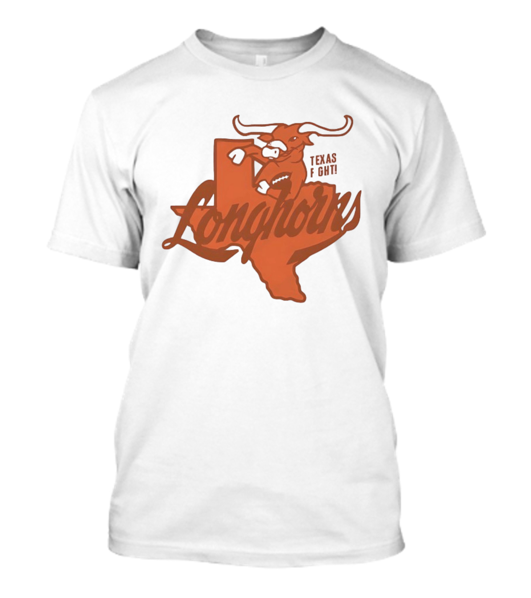 Texas Longhorns Bull Head Texas State Shape Texas Fight Football T-Shirt