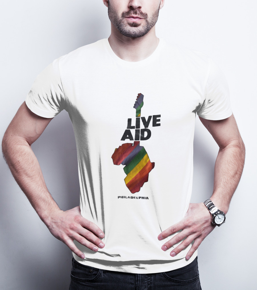 1985 Live Aid Rainbow Guitar Philadelphia Concert T-Shirt