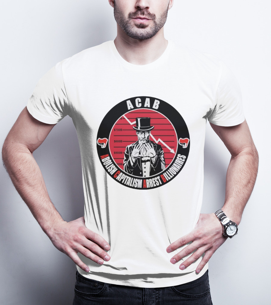 ACAB Abolish Capitalism Arrest Billionaires Monopoly Man Falling Stock Market T-Shirt