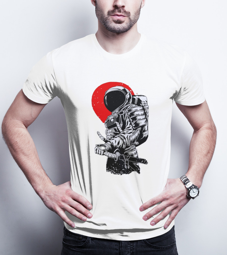 Astronaut Samurai Katana Sword Red Rising Sun T-Shirt