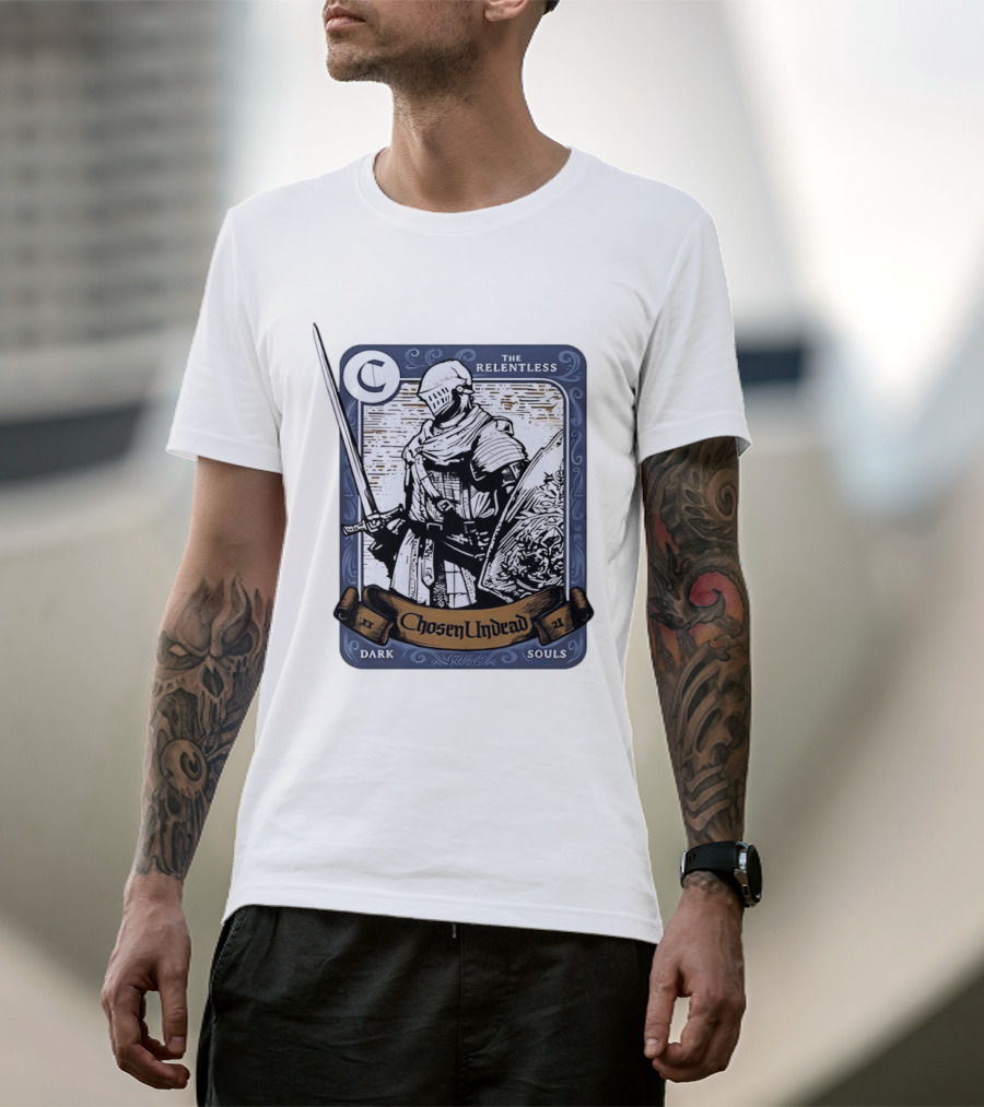 Chosen Undead The Relentless Dark Souls Knight Trading Card T-Shirt