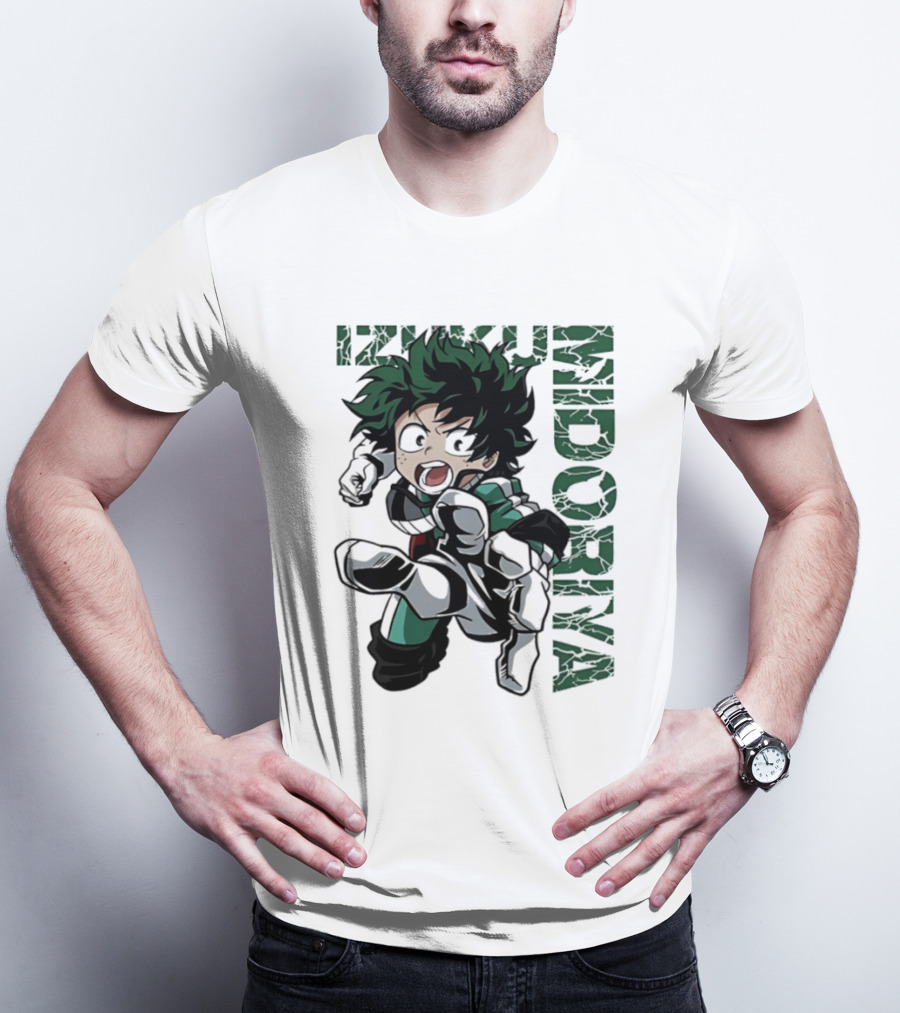 Izuku Midoriya Action Pose Green Hero Costume Anime T-Shirt