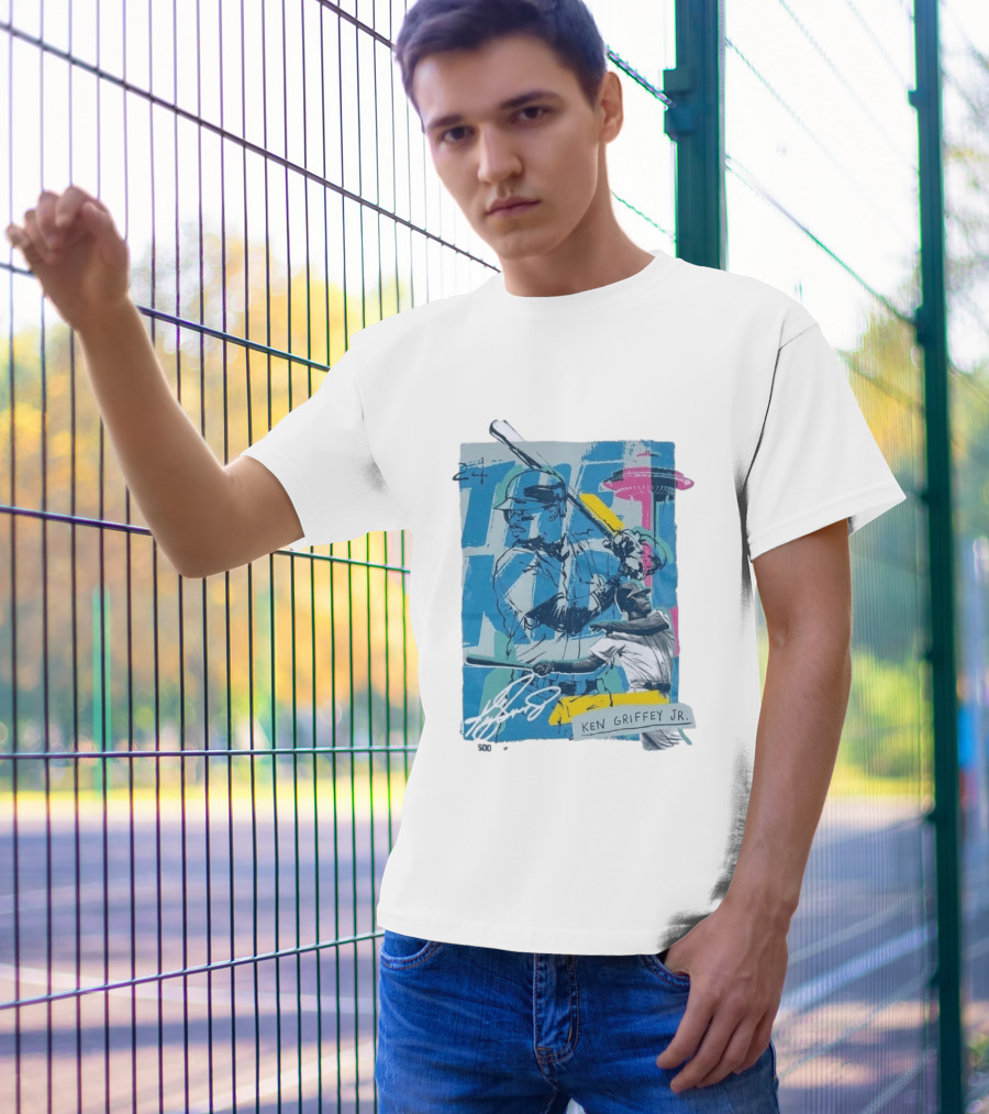 Ken Griffey Jr The Kid Baseball Legend Number 24 Seattle Skyline T-Shirt