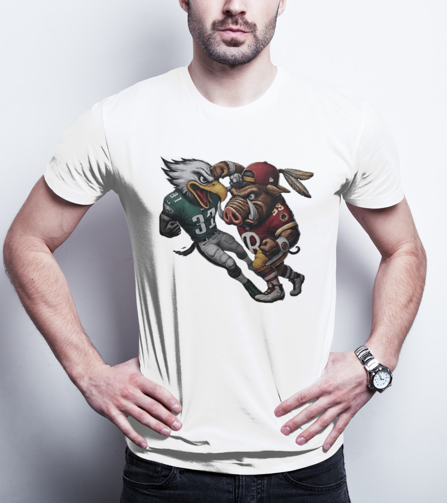 Eagles Versus Redskins Fight Cartoon NFL Rivalry T-Shirt