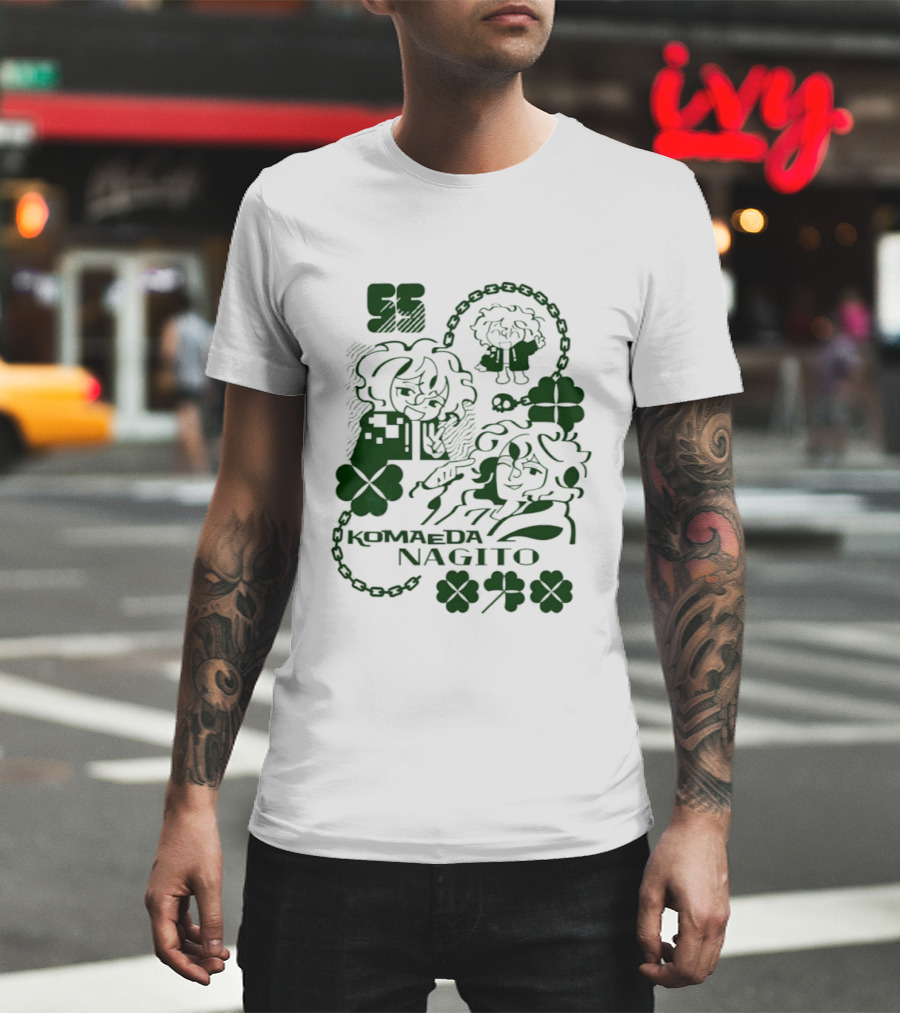 Komaeda Nagito Cute Clover Chain T-Shirt