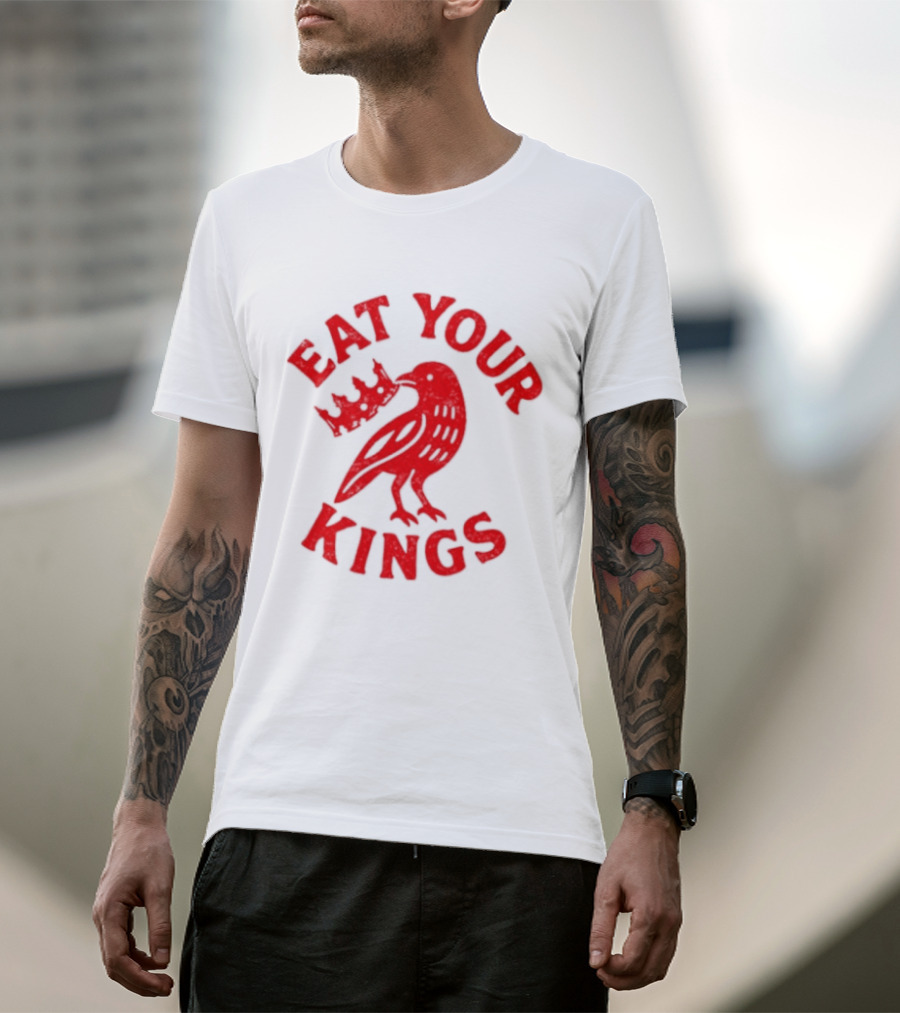 Eat Your Kings Raven With Crown Gothic Crow T-Shirt