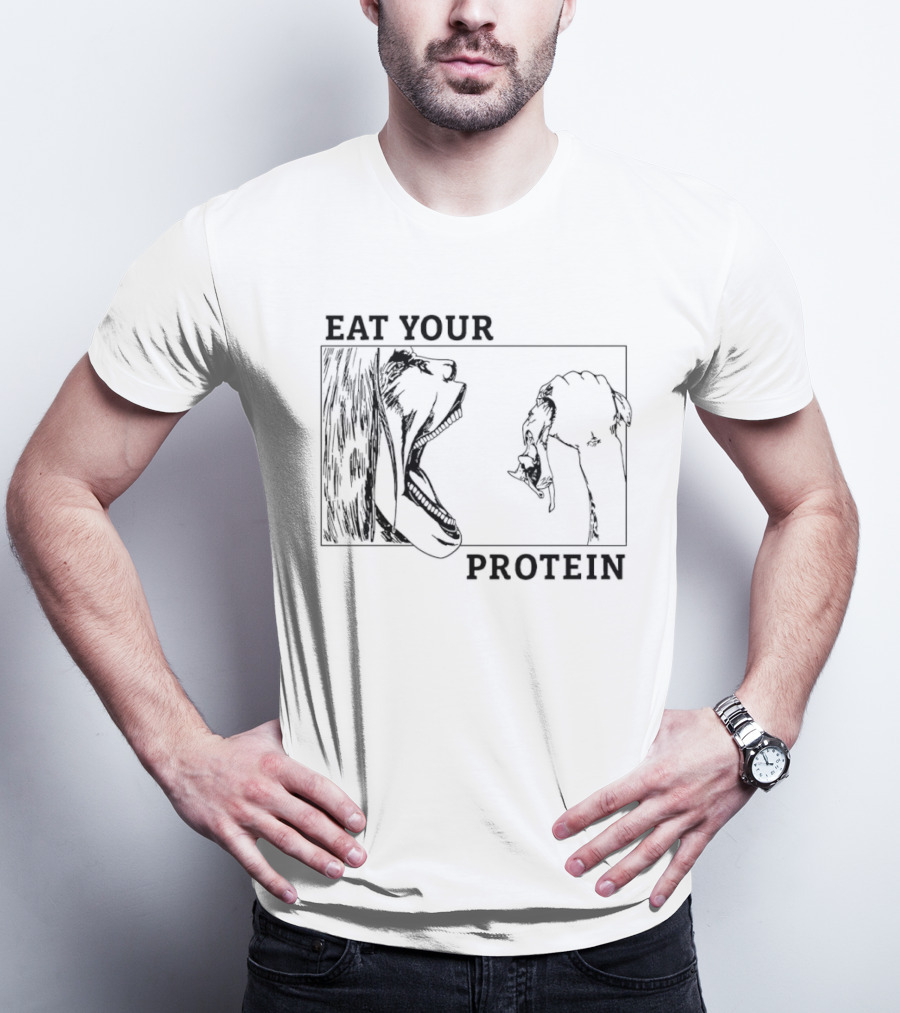 Eren Yeager Eat Your Protein Attack On Titan Fitness Motivation T-Shirt