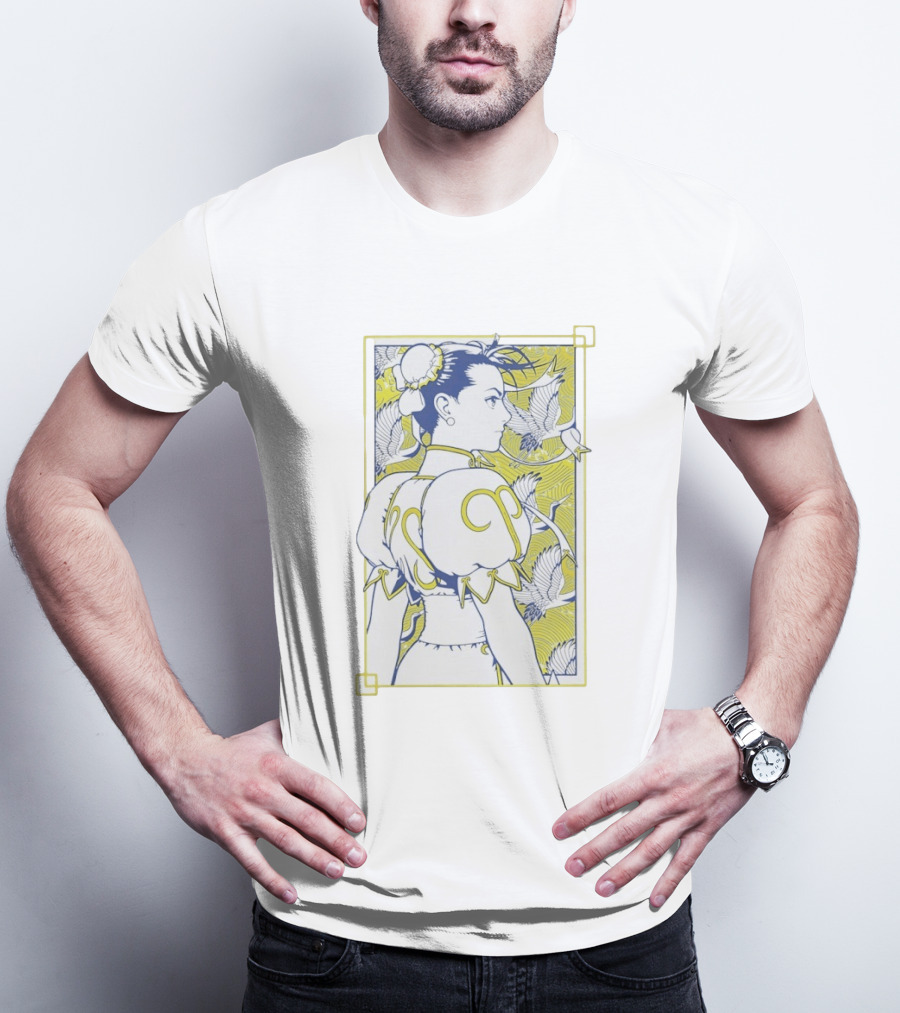 Shinkiro Metallic Chun Li Cranes And Peonies T-Shirt