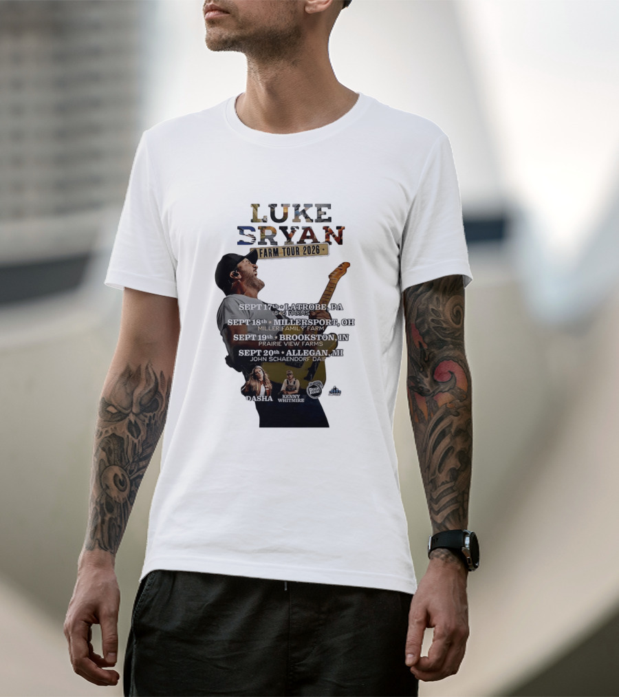 Luke Bryan Farm Tour 2026 Latrobe Millersport Brookston Allegan Dasha Kenny Whitmire T-Shirt