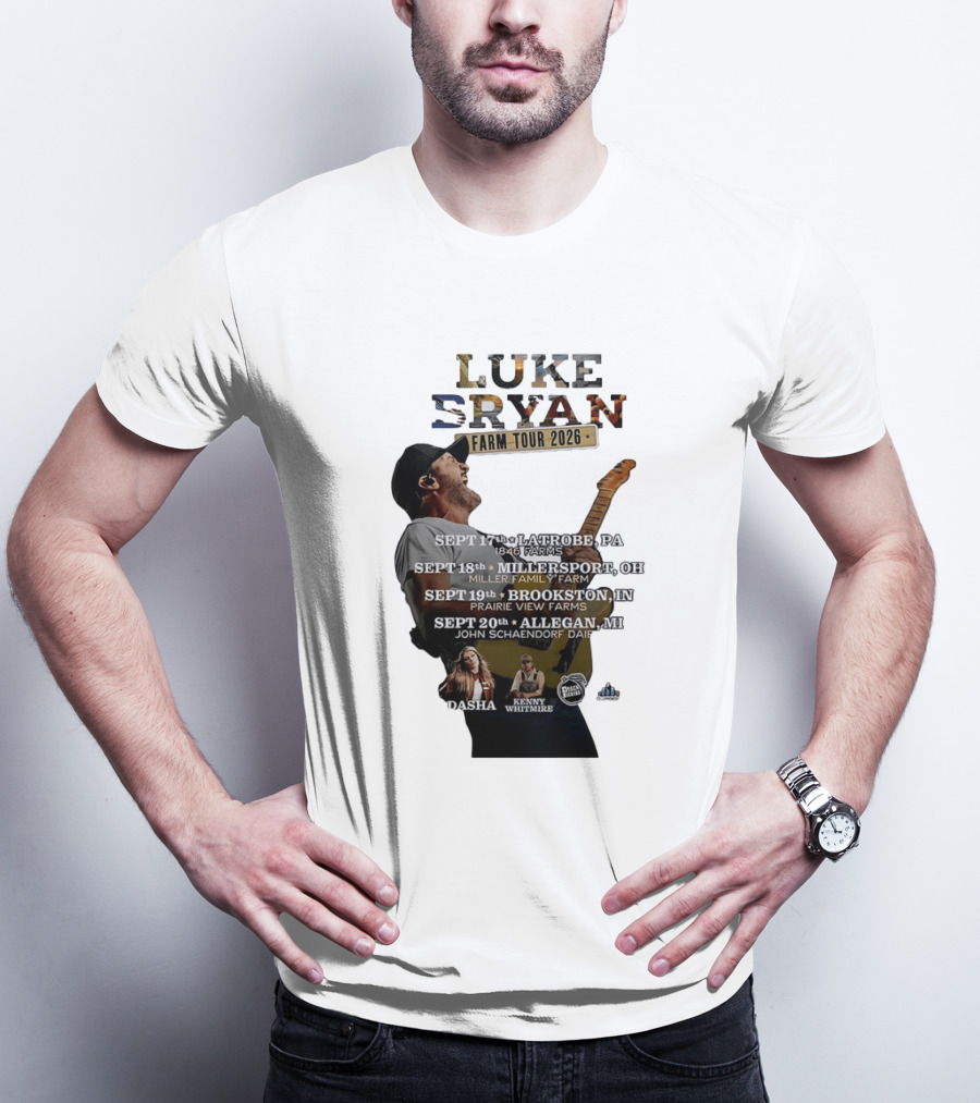 Luke Bryan Farm Tour 2026 Latrobe Millersport Brookston Allegan Dasha Kenny Whitmire T-Shirt