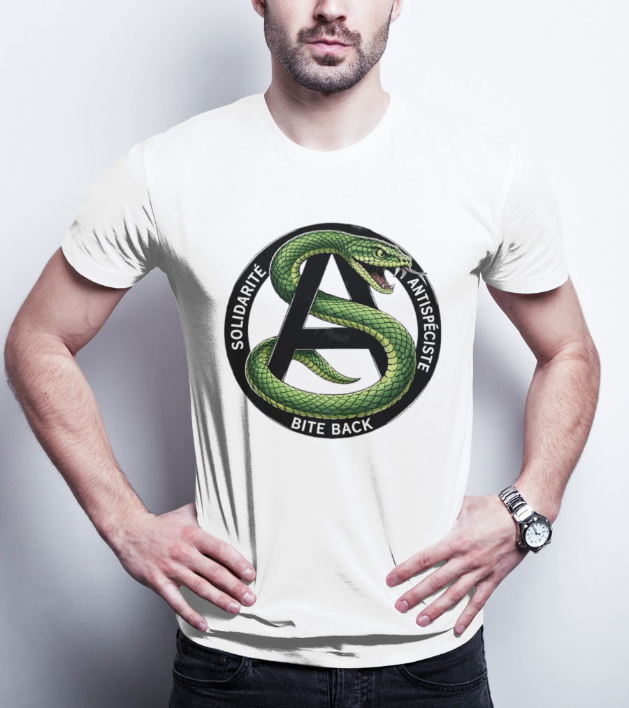 Solidarite Antispeciste Bite Back Anarchist Snake T-Shirt