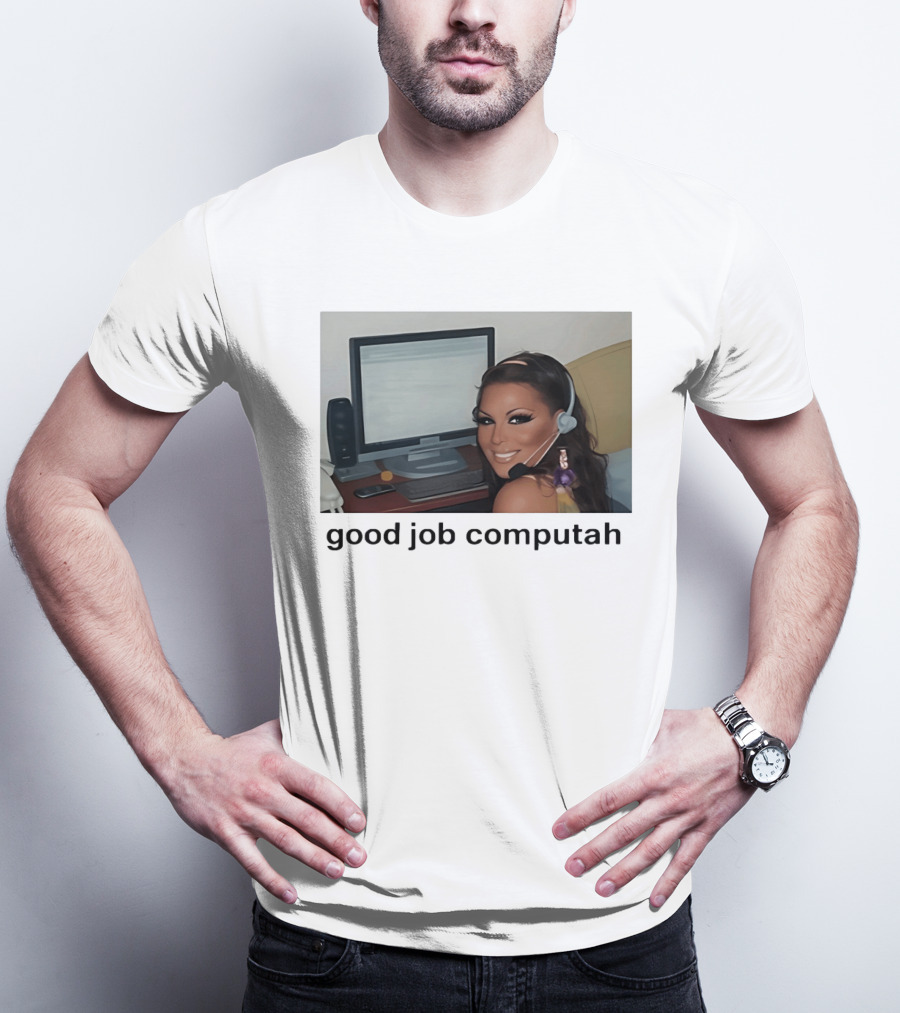 Good Job Computah Meme Headset Woman Internet Culture T-Shirt