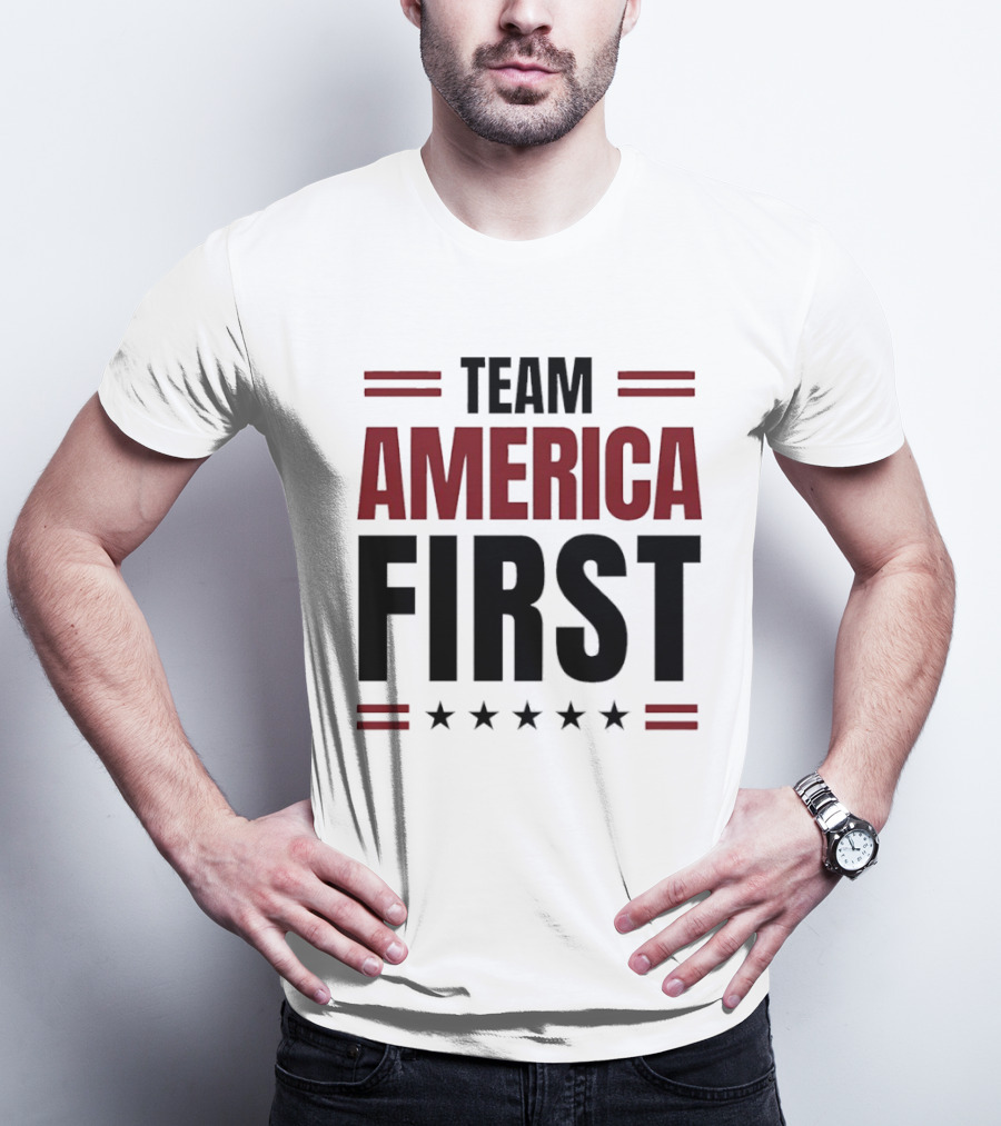 Team America First Patriotic USA Stars Stripes T-Shirt