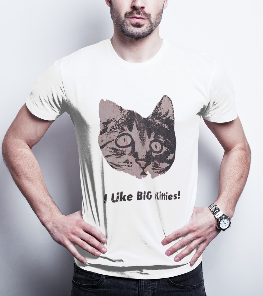 I Like Big Kitties Cat Lover Feline Enthusiast Funny Display T-Shirt