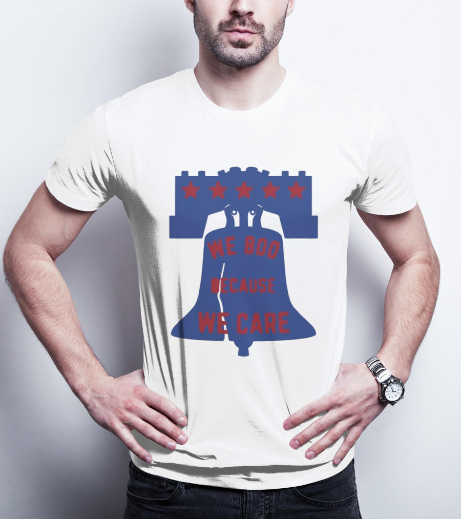 Phillies Liberty Bell We Boo Because We Care Stars Red Blue T-Shirt