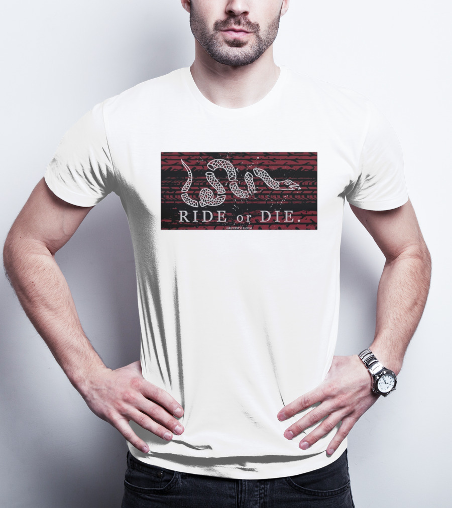 Ride Or Die Coiled Snake Tire Tread Grunt T-Shirt