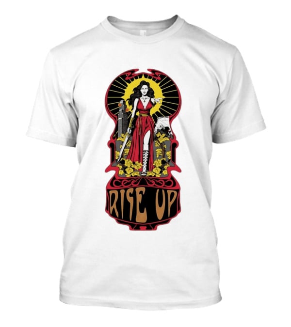Rise Up Empowerment Resistance Activism Art Deco Warrior Woman T-Shirt