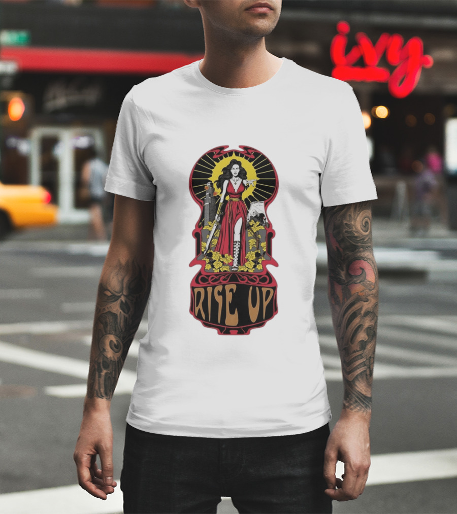 Rise Up Empowerment Resistance Activism Art Deco Warrior Woman T-Shirt