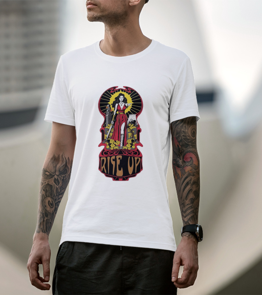 Rise Up Empowerment Resistance Activism Art Deco Warrior Woman T-Shirt