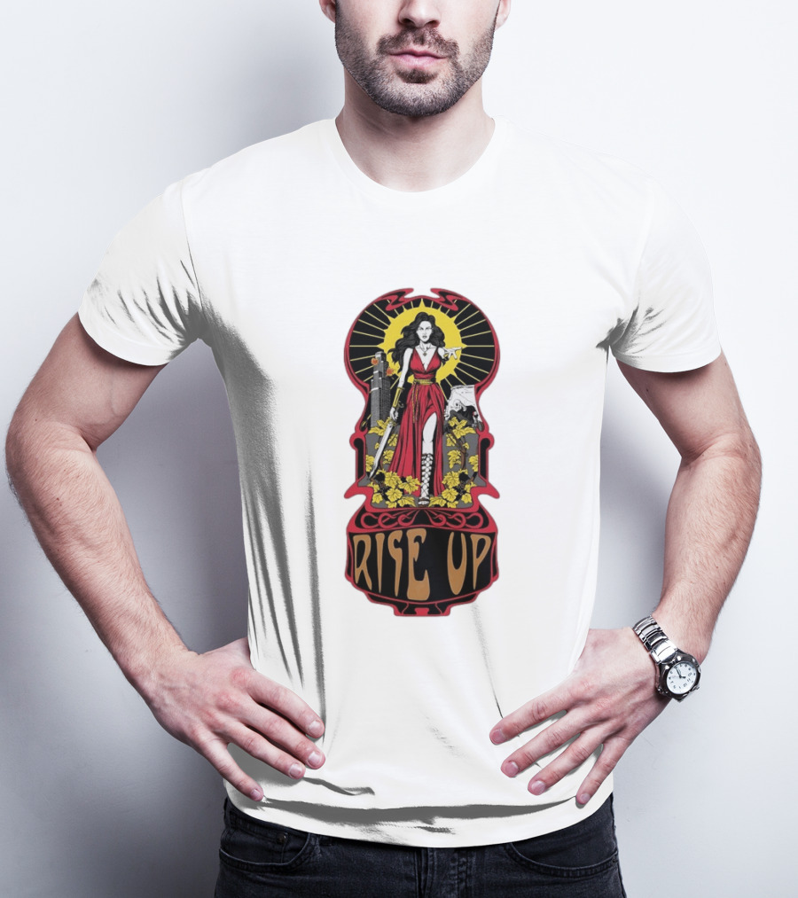 Rise Up Empowerment Resistance Activism Art Deco Warrior Woman T-Shirt