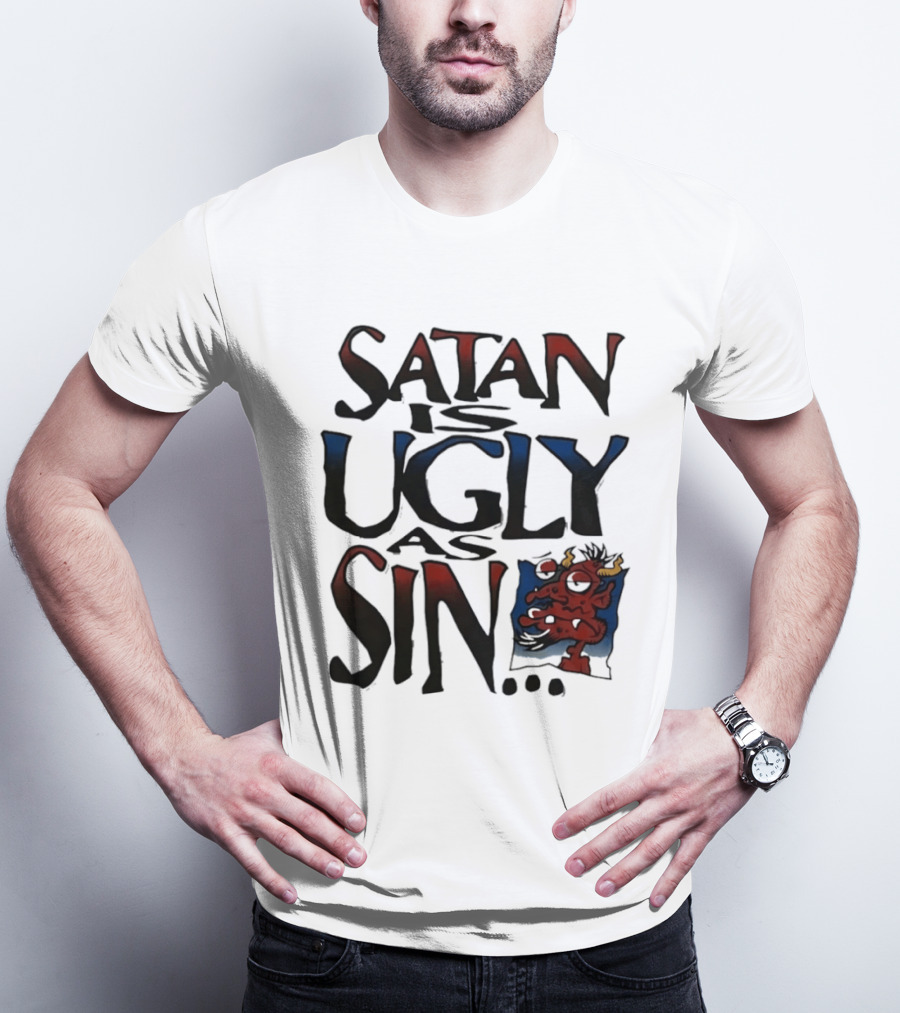 Satan Is Ugly As Sin Red Cartoon T-Shirt