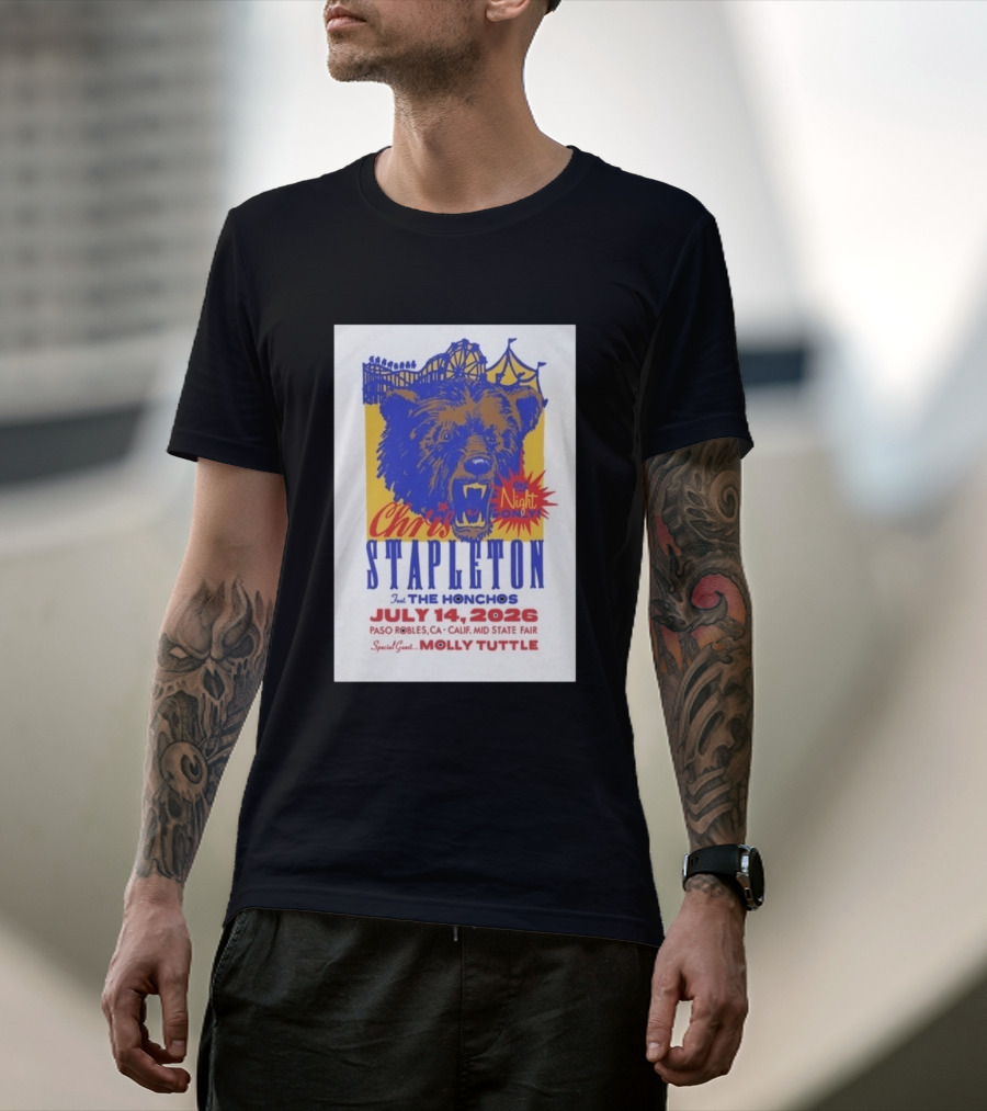 Chris Stapleton Live Concert Paso Robles CA July 14 2026 Featuring The Honchos Special Guest Molly Tuttle T-Shirt
