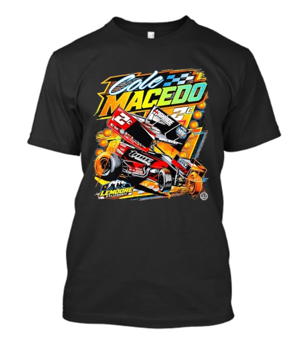 Cole Macedo 2C Racing Lemoore California Sprint Car Checkered Flag NOS Highside T-Shirt