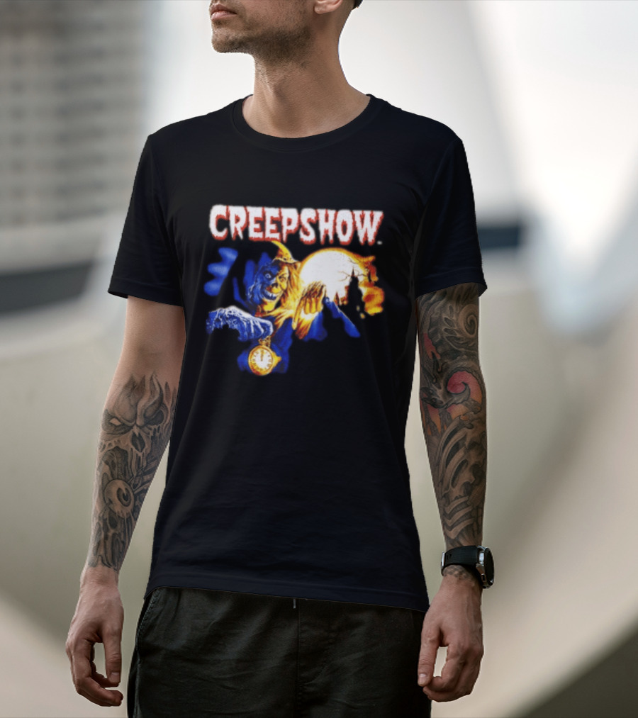 Creepshow Skeleton Holding Pocket With Horror Movie T-Shirt
